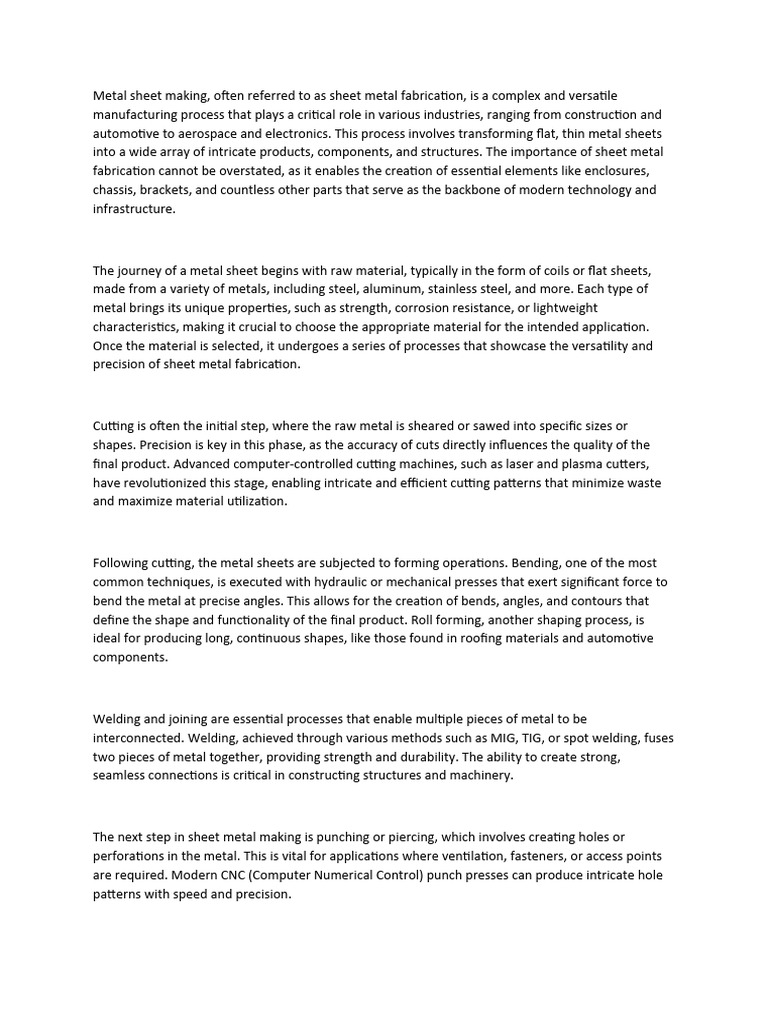 Metal Sheet Making Pdf Sheet Metal Metals