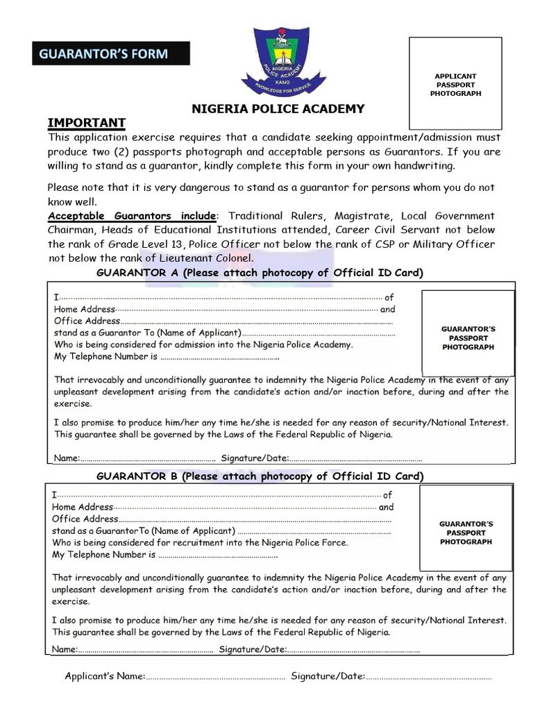 Polac Guarantor Form | PDF
