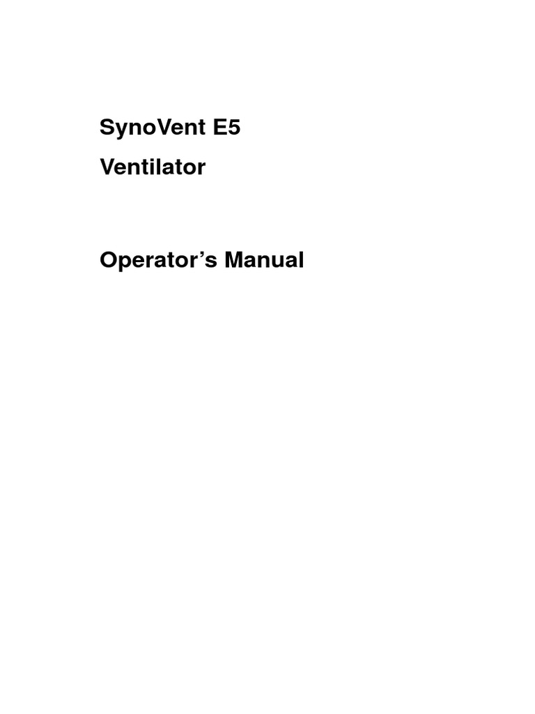 SynoVent E5 - Operator's Manual - V21.0 - EN | PDF | Ac Power Plugs And Sockets ...