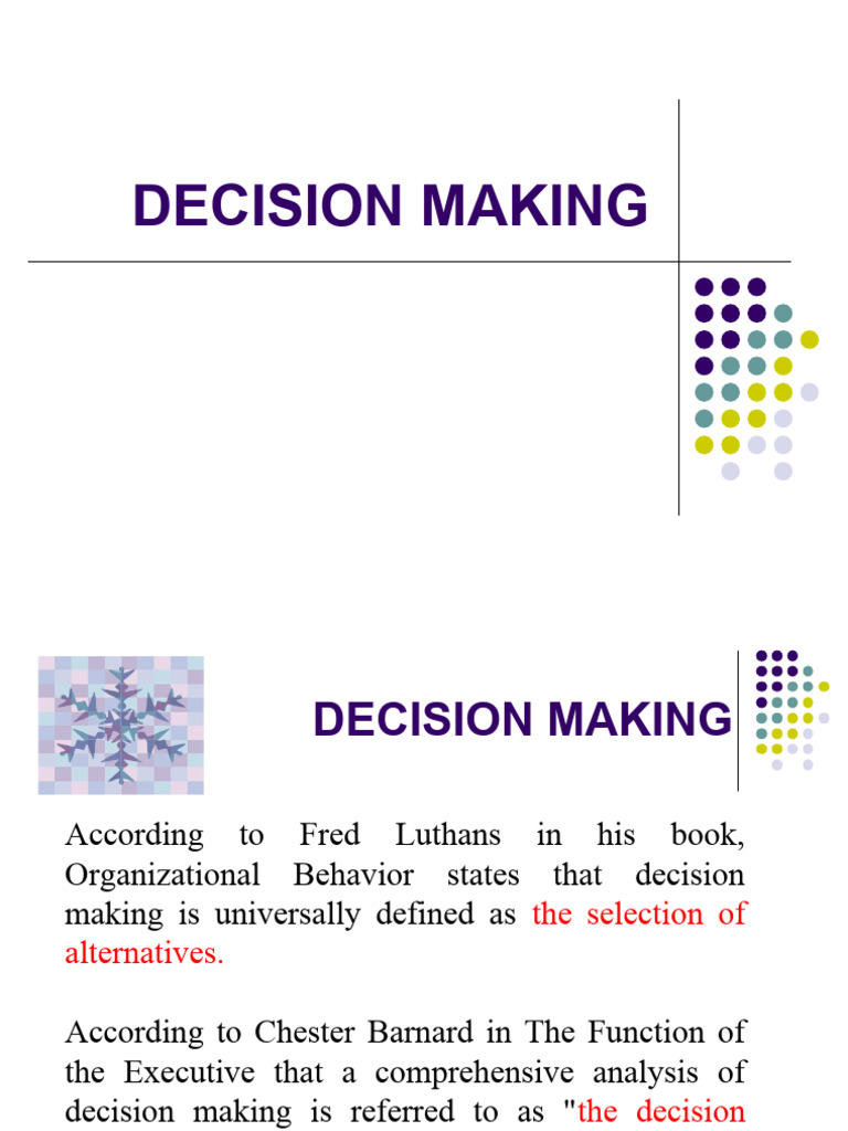 Understanding the Decision-Making Process | PDF | Decision Making ...