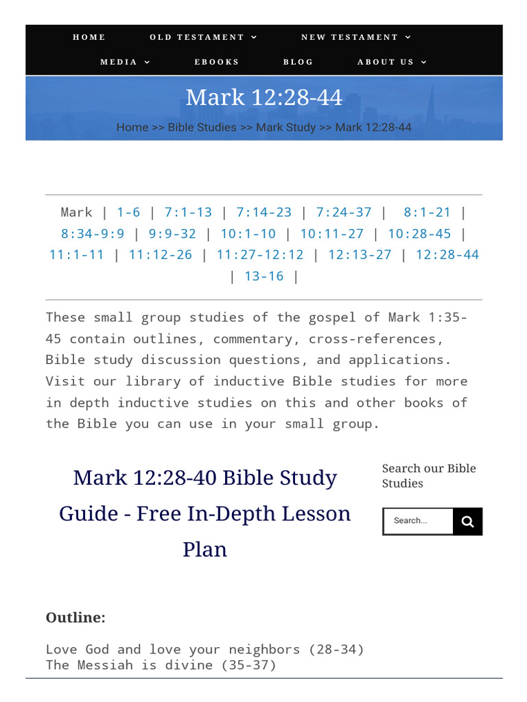 Key Teachings of Mark 12:28-44 | PDF | Jesus | Gospel Of Mark