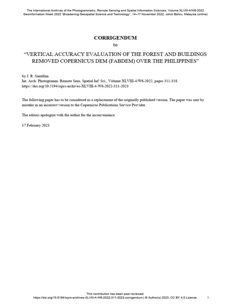 Isprs Archives XLVIII 4 W6 2022 311 2023 Corrigendum | PDF