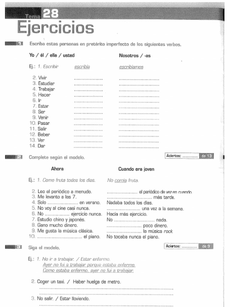 Pretérito Imperfecto. USO | PDF