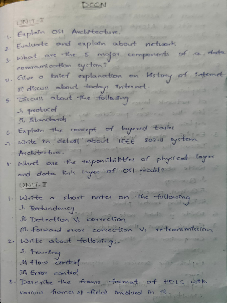 DCCN Important Questions | PDF | Computer Standards | Information Technology
