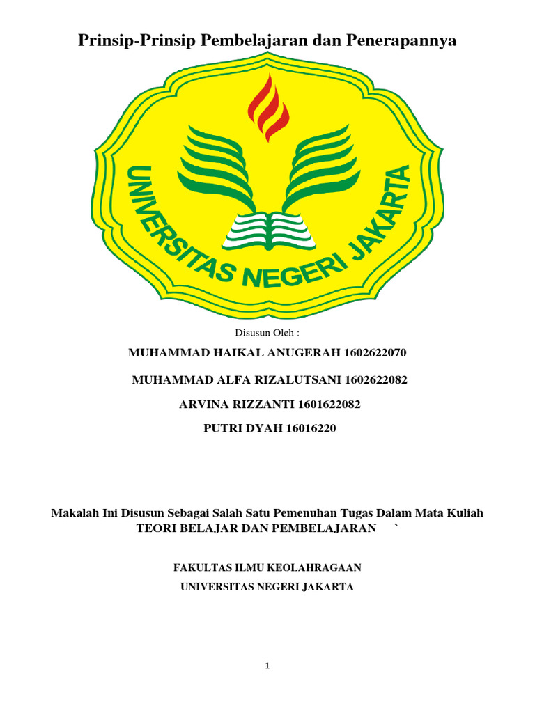 MAKALAH Prinsip-Prinsip Pembelajaran Dan Penerapannya | PDF | Karier ...