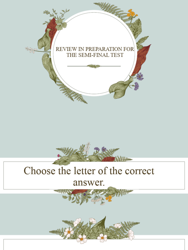 Semi-Final Test Review Questions | PDF | Syntax | Language Mechanics