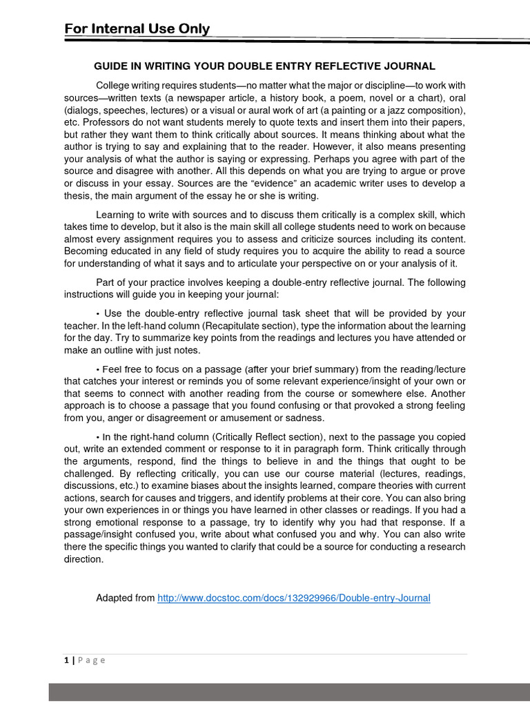 Guide in Writing Reflective Journal | PDF | Essays | Experience