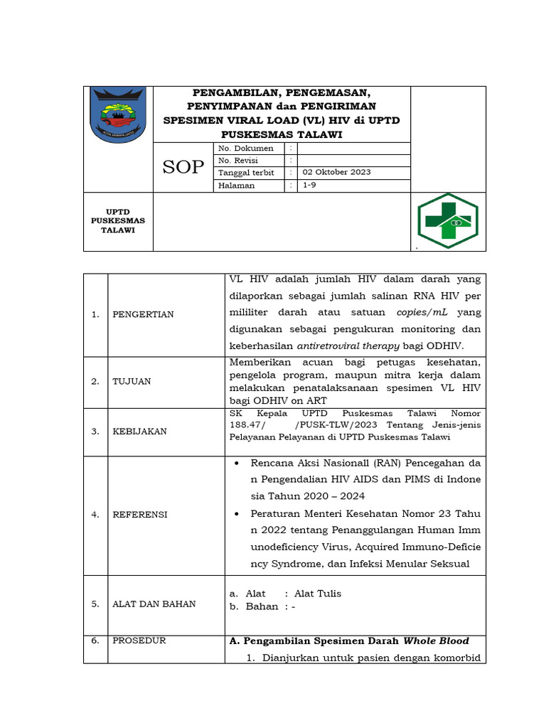 Sop VL Hivaids | PDF