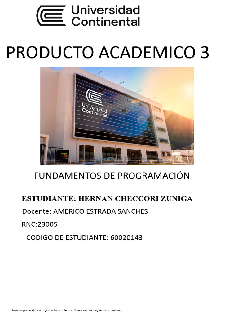 PRODUCTO ACADEMICO 3 fundamentos de programación | PDF | Informática