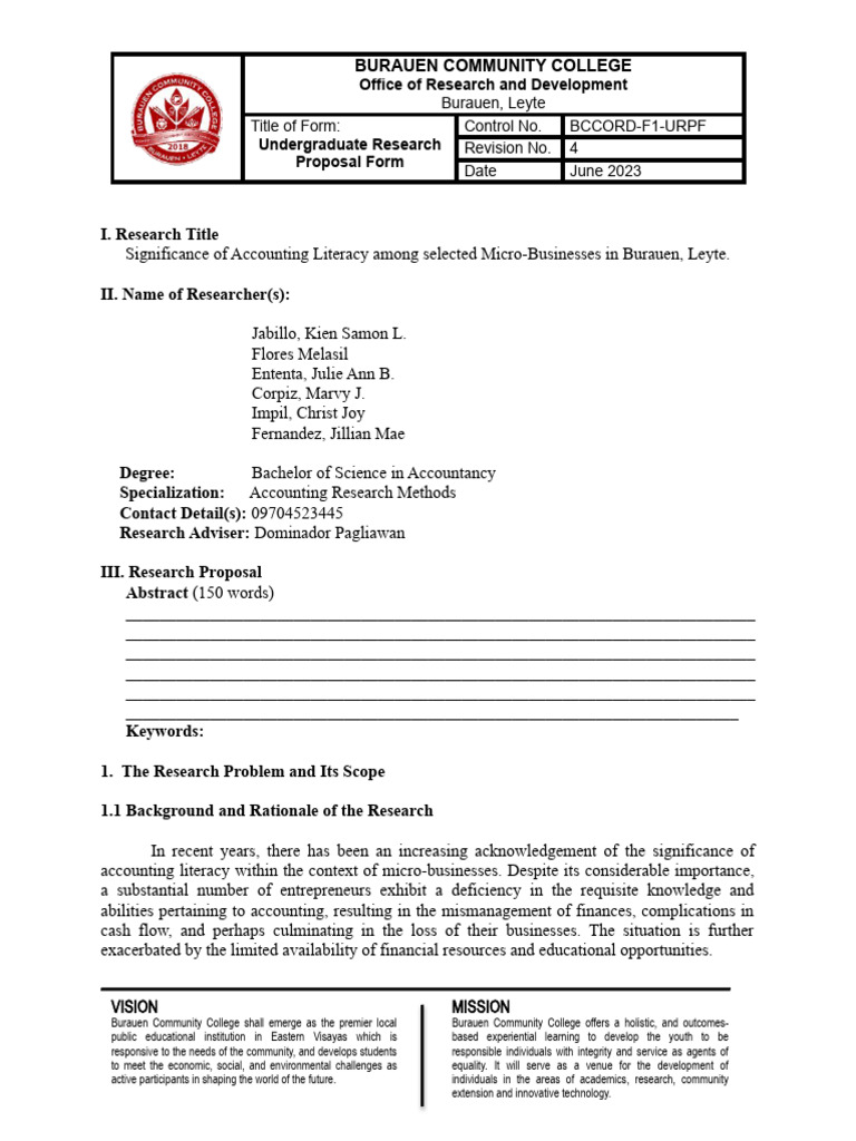 Research Proposal Chapter 1 | PDF | Literacy | Entrepreneurship