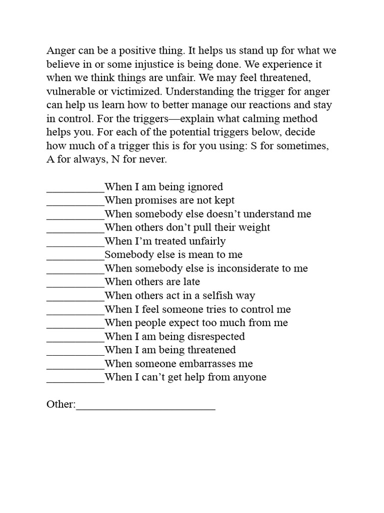 Mental Health Worksheet | PDF