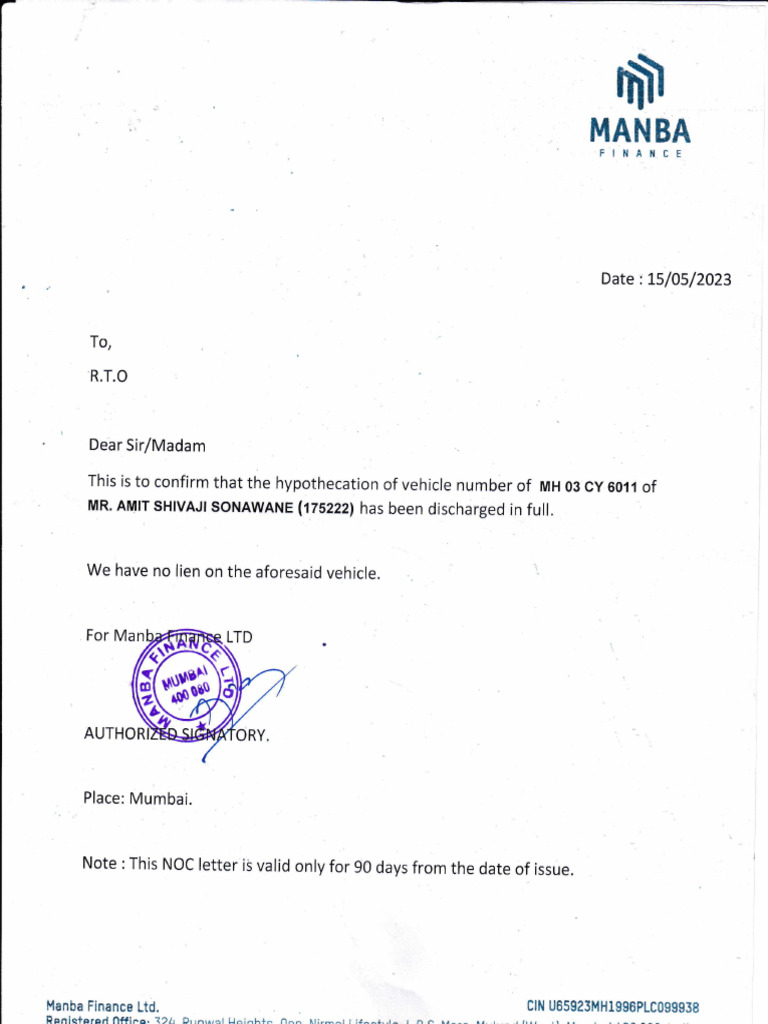Manba Finance Closing Letter | PDF | Real Property Law | Law And Economics