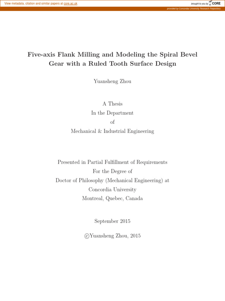 Five-Axis Flank Milling and Modeling The Spiral Bevel Gear With A Ruled ...