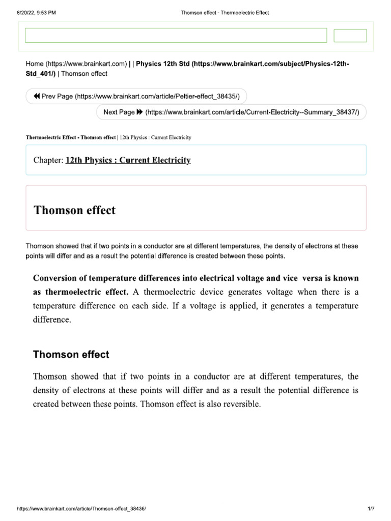 Thomson effect | PDF
