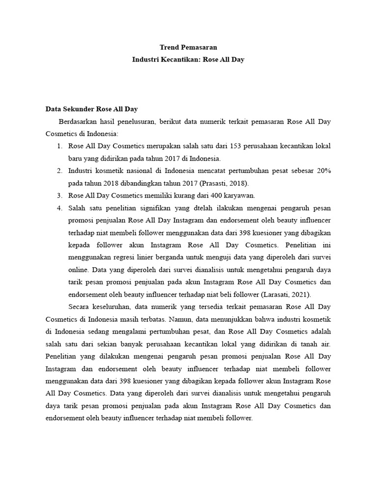 Trend Pemasaran Rose All Day 11 Oct | PDF | Bisnis | Ilmu Sosial