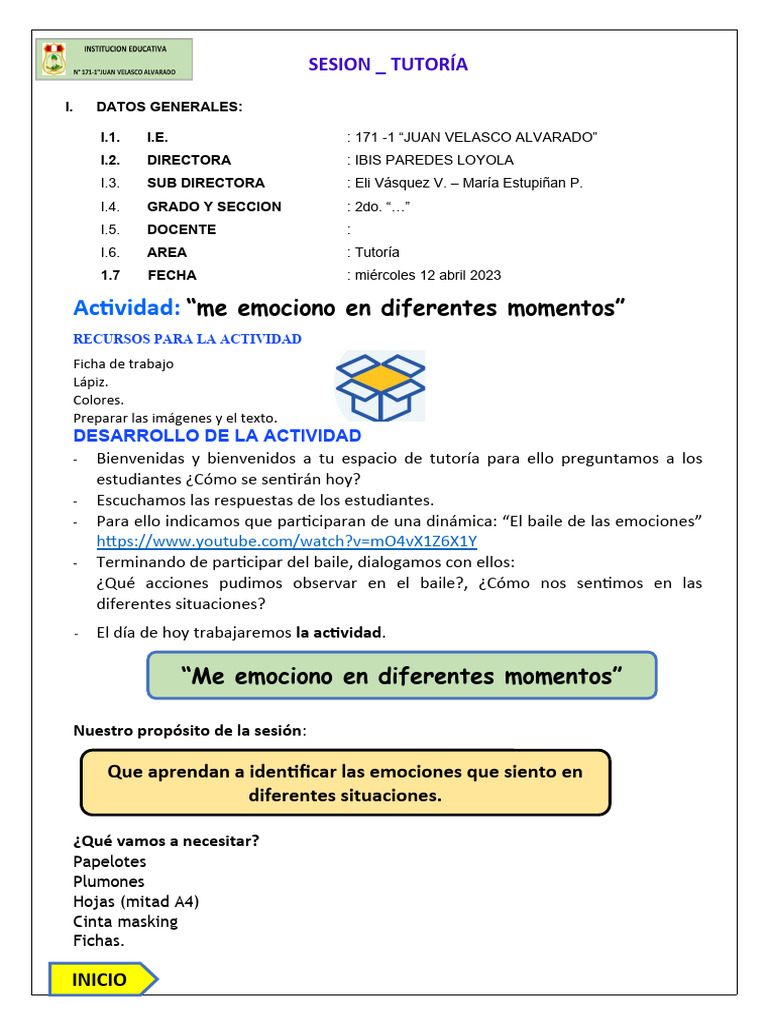 Emociones en la Tutoría de 2do Grado | PDF