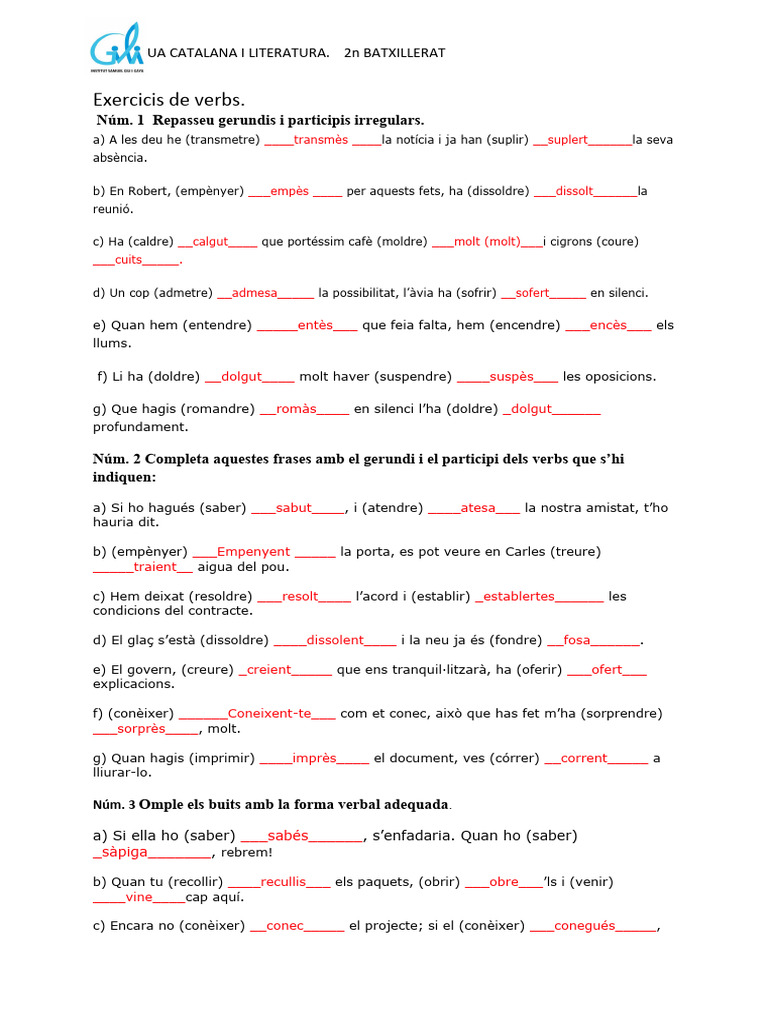 Repassem Els Verbs 1 Solucionari | PDF