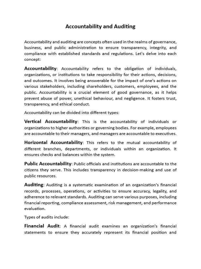 Accountability and Auditing | PDF | Audit | Regulatory Compliance