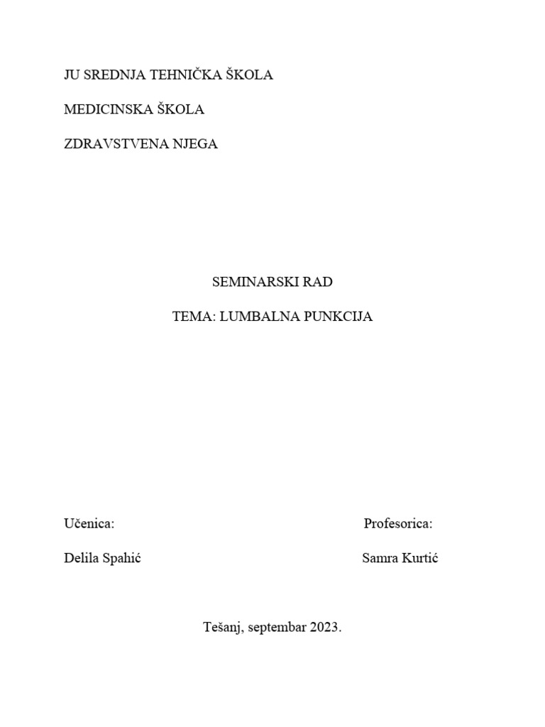 Lumb Punkcija | PDF