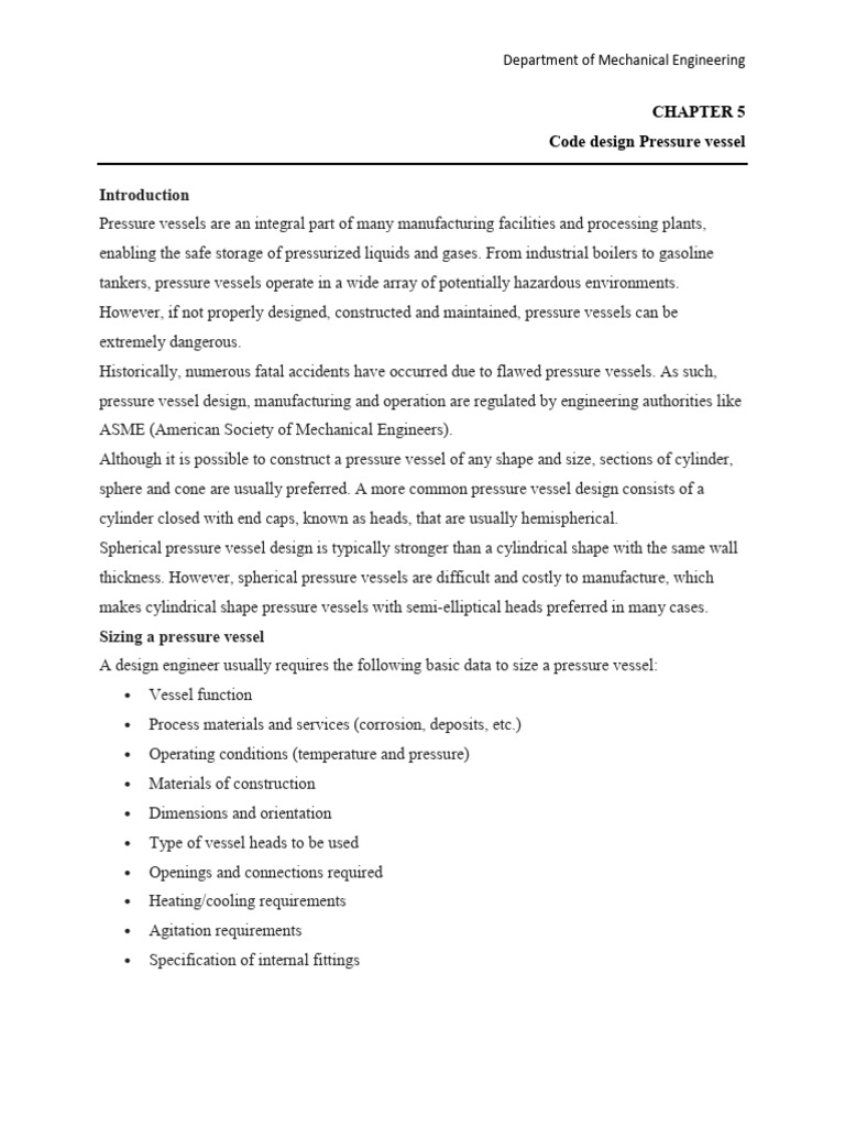 Chapter 5 Code Design - Pressure Vessel | PDF