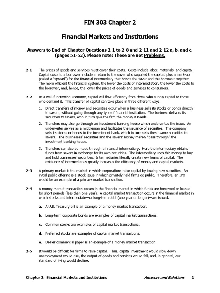 FIN 303 Chapter 2 Fall 2009 Answers | PDF