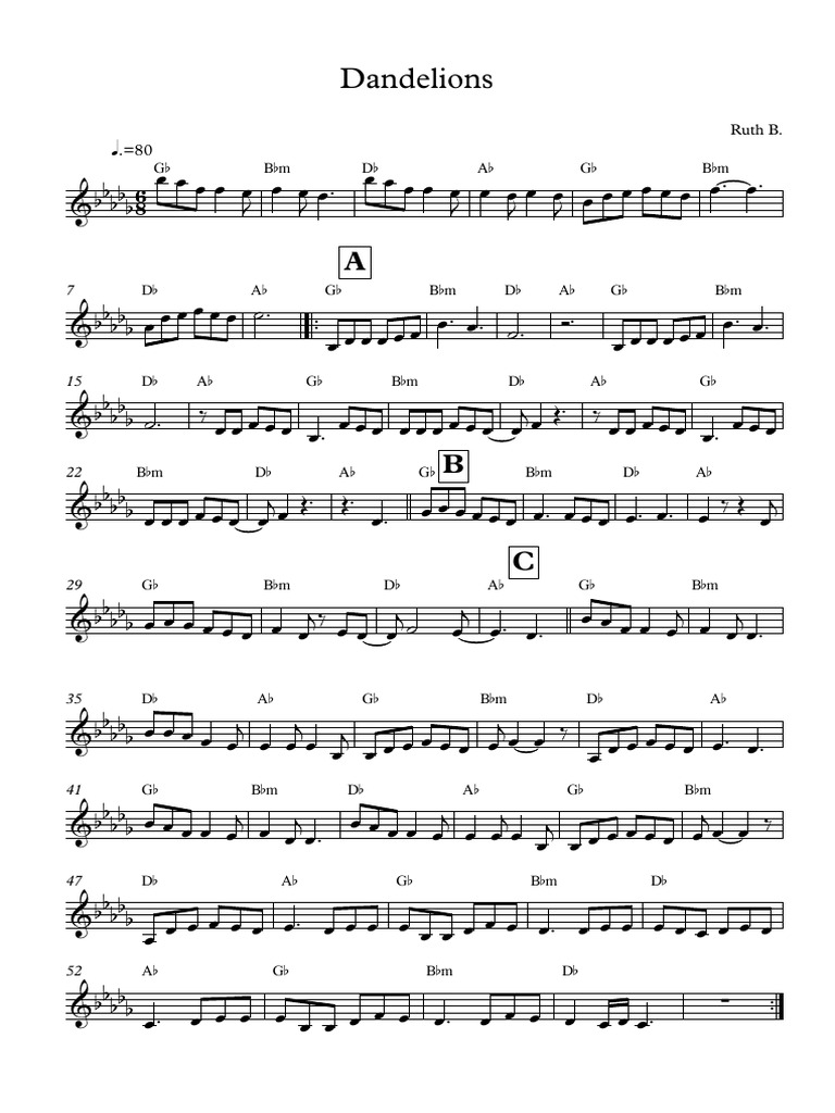 Dandelions - Partitura Completa | PDF