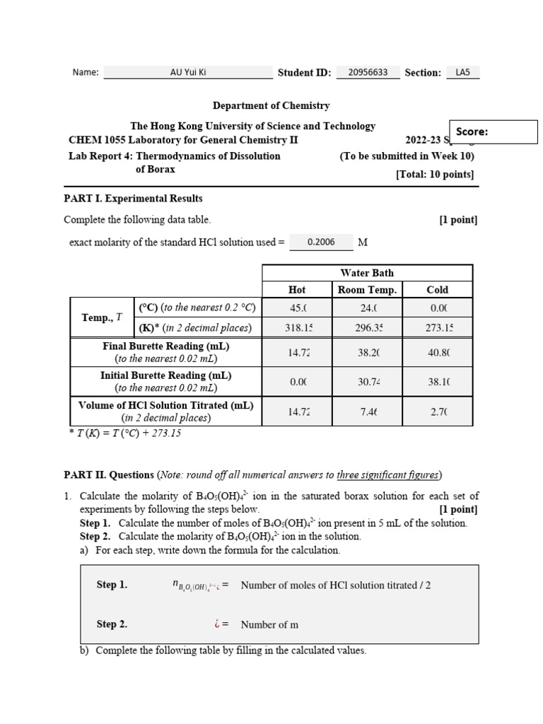 Lab Report 4 Template 2023 | PDF | Solvation | Chemistry
