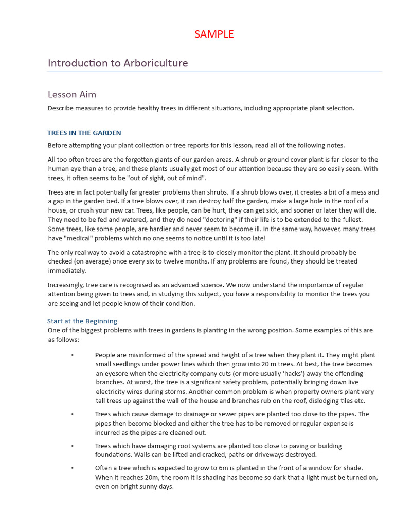 Arboriculture Pdf Trees Pruning