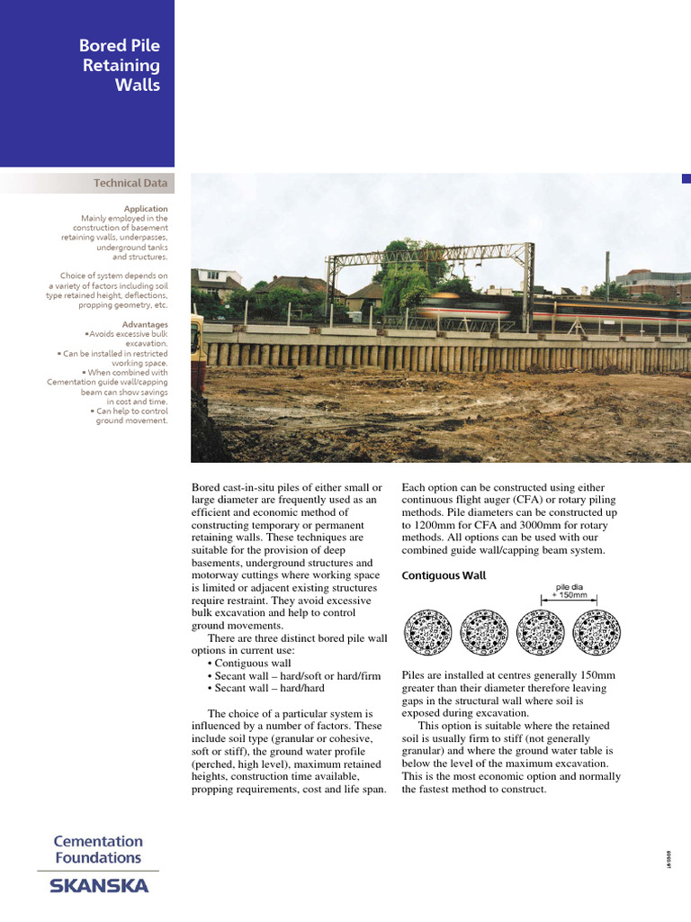 Bored Pile Retaining Wall Systems | PDF | Deep Foundation | Structural ...