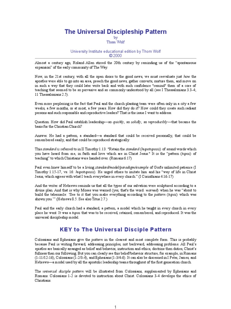 The Universal Discipleship Pattern | PDF | Epistle To The Colossians ...