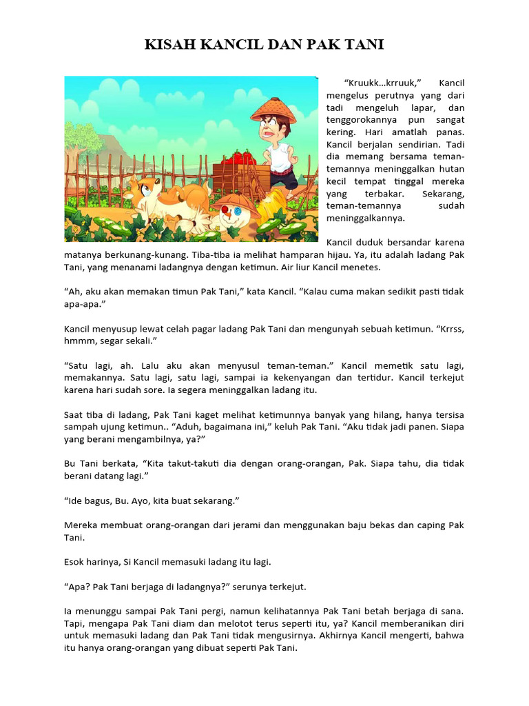 Kisah Kancil Dan Pak Tani | PDF