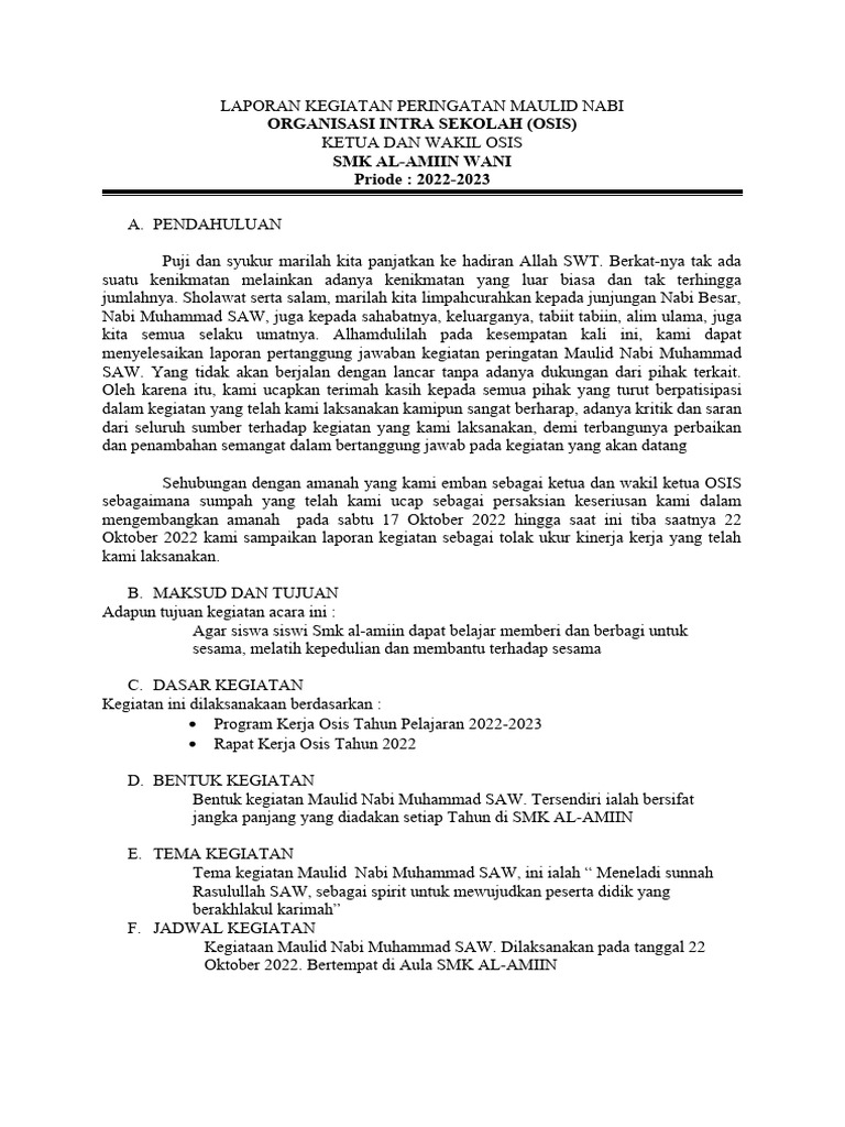 Laporan Pertanggung Jawaban (Osis) | PDF