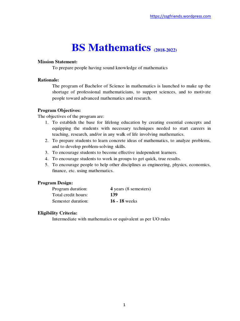 5th Semester Outline Bs Math 2018 2022 | PDF