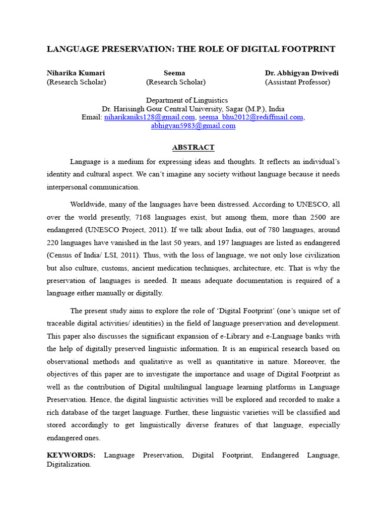 Digital Footprint in Language Preservation | PDF