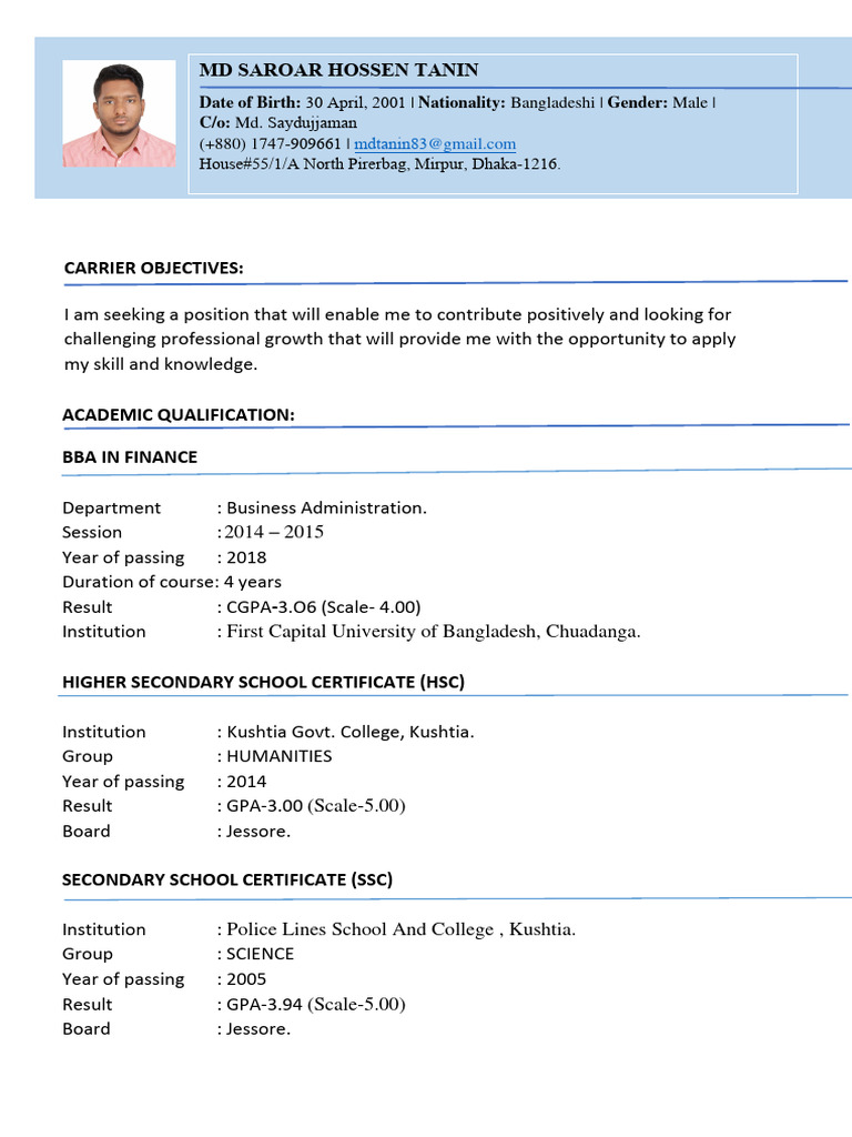 CV of Rakib Hasan | PDF | Career & Growth | Business