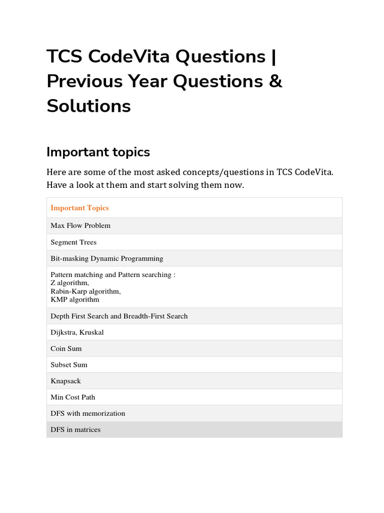 TCS CodeVita Questions | PDF | Jedi | Dynamic Programming