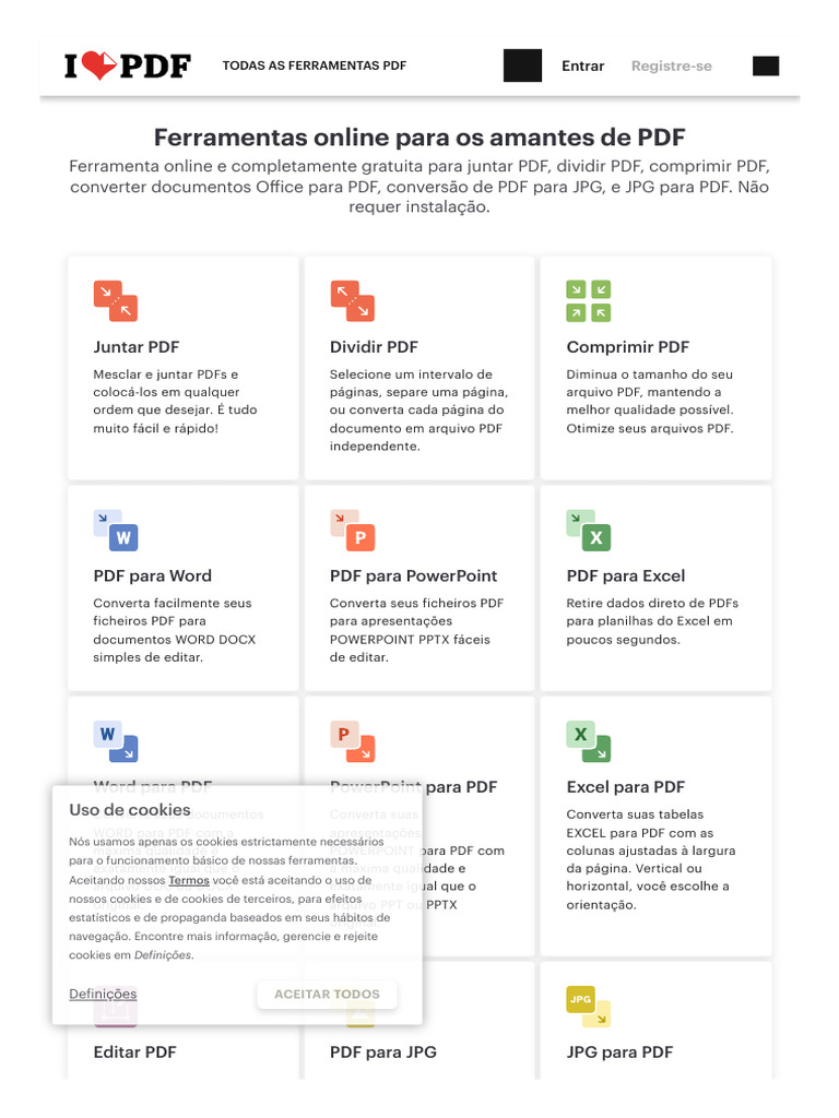 ILovePDF - Ferramentas Online para PDF para Os Amantes de PDF ...