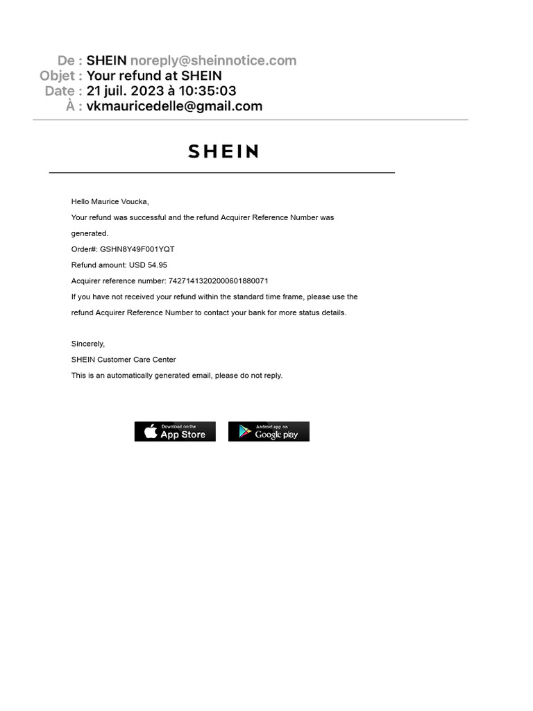 Your Refund at SHEIN | PDF