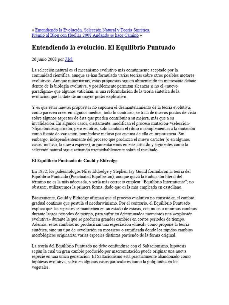 Equilibrio Puntuado | PDF | Evolución | Especies