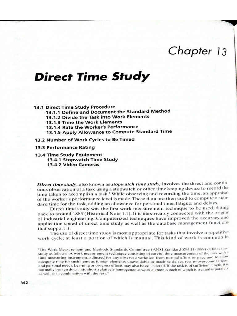 Chapter 13 Direct Time Study | PDF
