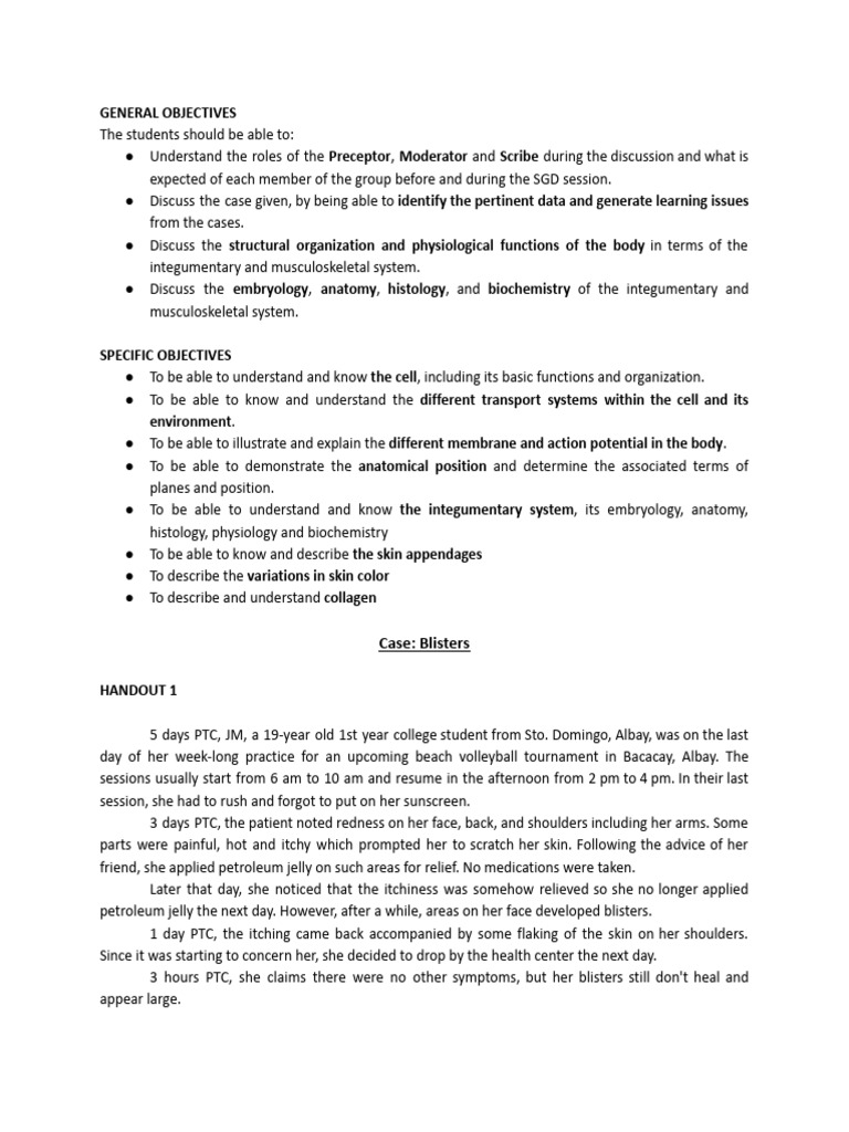 Integumentary System Case Study | PDF | Anatomy | Medical Specialties