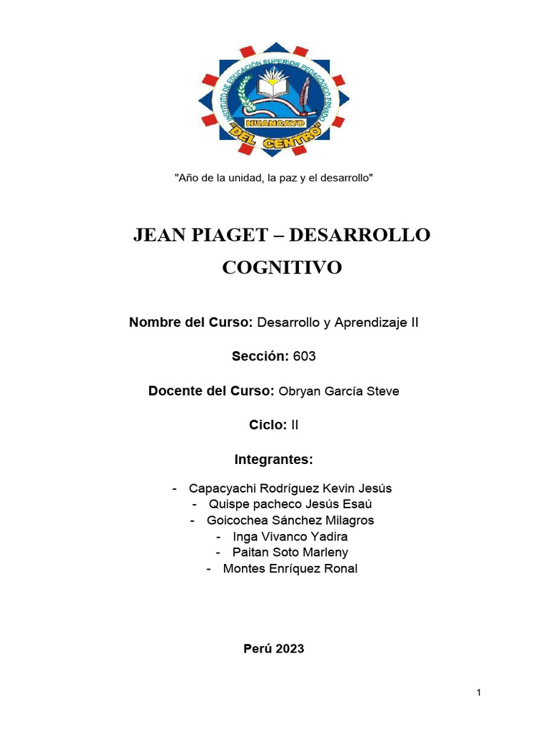 Monografia Desarrollo y Aprendizaje 2 Jean Piaget Final | PDF ... Monografia Desarrollo y Aprendizaje 2 Jean Piaget Final | PDF ...