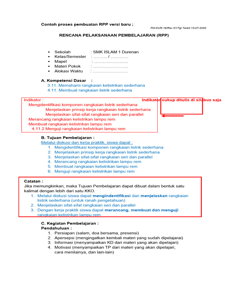 RPP Rangkaian Listrik Sederhana | PDF