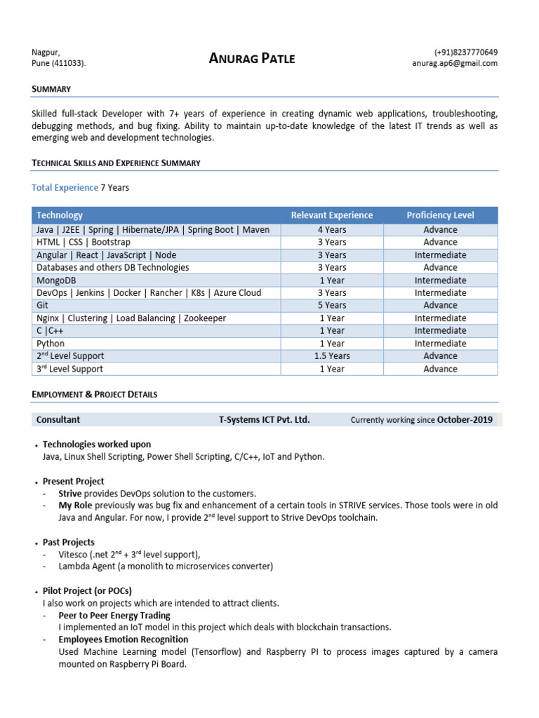 Resume Anurag Patle Software Developer | PDF | World Wide Web ... Resume Anurag Patle Software Developer | PDF | World Wide Web ...