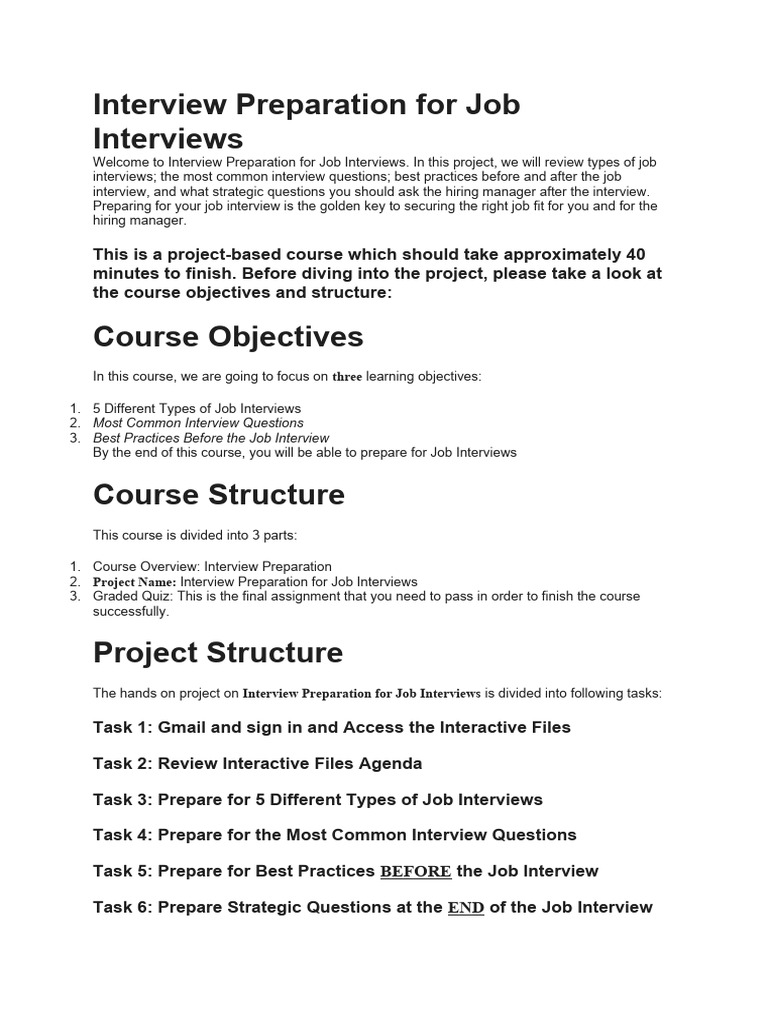 Interview Preparation For Job Interviews | PDF | Job Interview | Learning