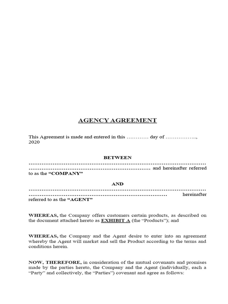 Agency Agreement | PDF | Indemnity | Business