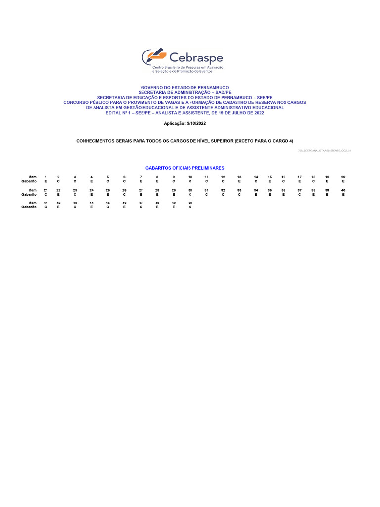 Edital do Concurso SEE/PE 2022 | PDF