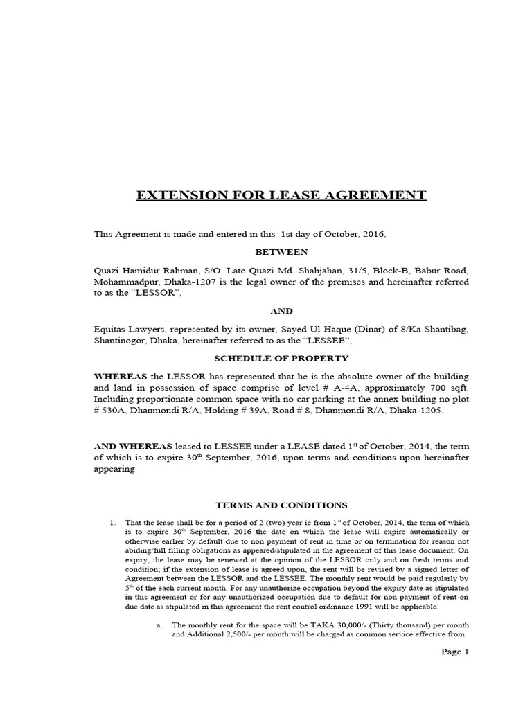 Extension For Lease Agreement | PDF | Lease | Arbitration