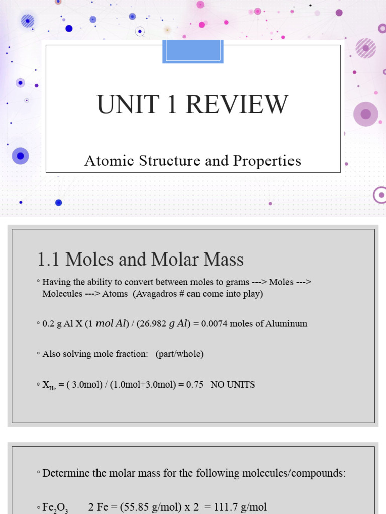 Unit 1 Overview | PDF | Mole (Unit) | Ion