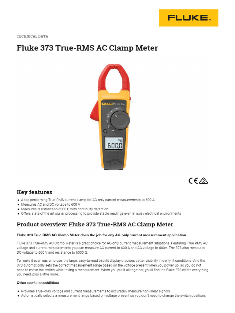 Fluke 373 Clamp Meter | PDF | Alternating Current | Electrical ...